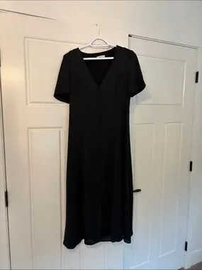 Babaton | Dresses | Babaton Elin Black Buttonfront Vneck Midi Dress ...